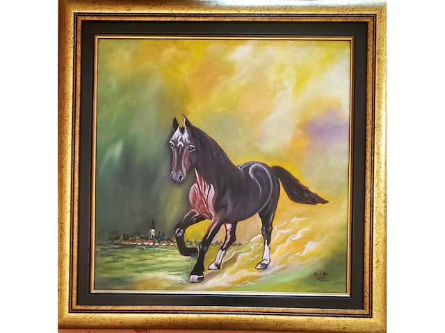 Konj, ulje na platnu, dimenzije 40*40 cm