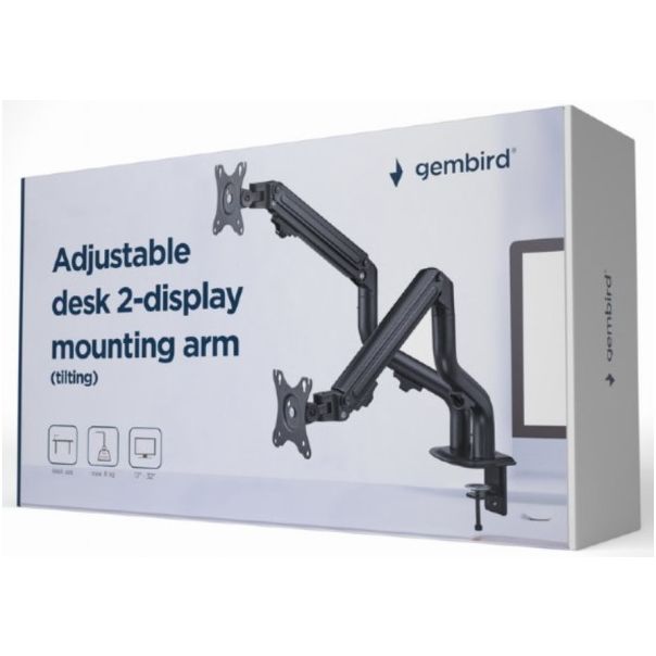 GEMBIRD Nosač za monitor stoni, dupli, podesivi ,17"-27", MA-DA2-02