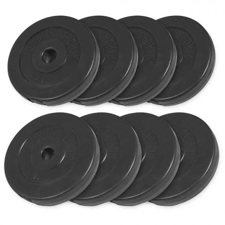 GORILLA SPORTS Set tegova obloženih plastikom 4x2.5 + 4x5 kg