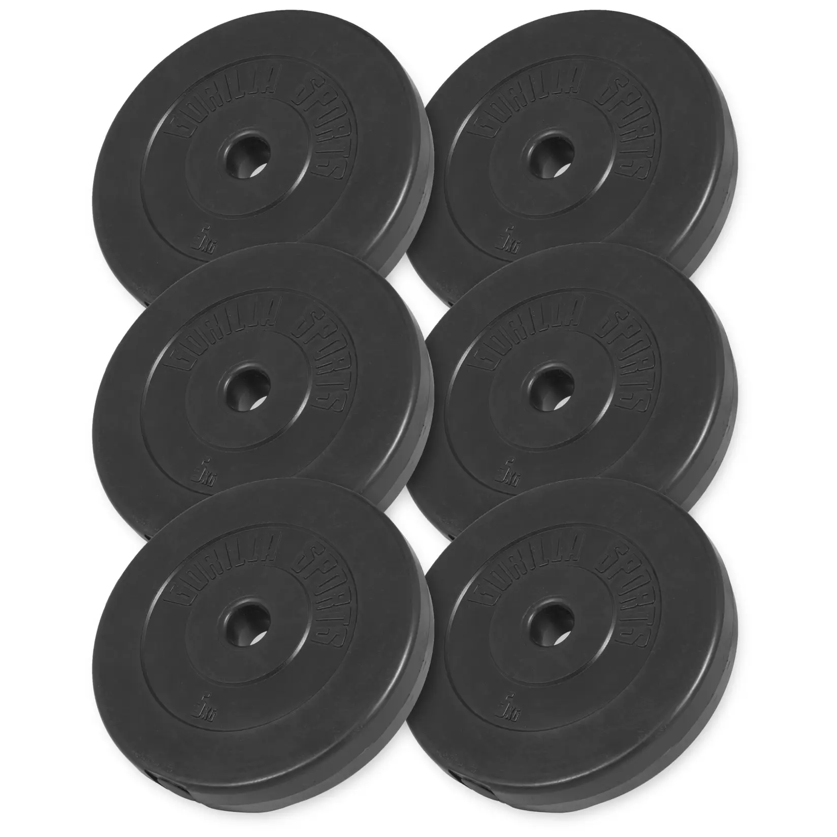 GORILLA SPORTS Set tegova obloženih plastikom 6x5 kg crni