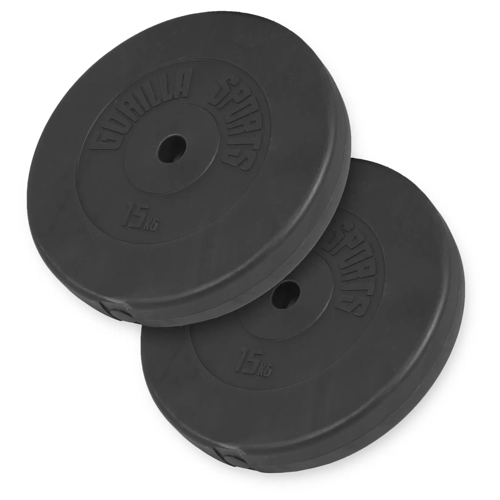 GORILLA SPORTS Set tegova obloženih plastikom 2x15 kg crni