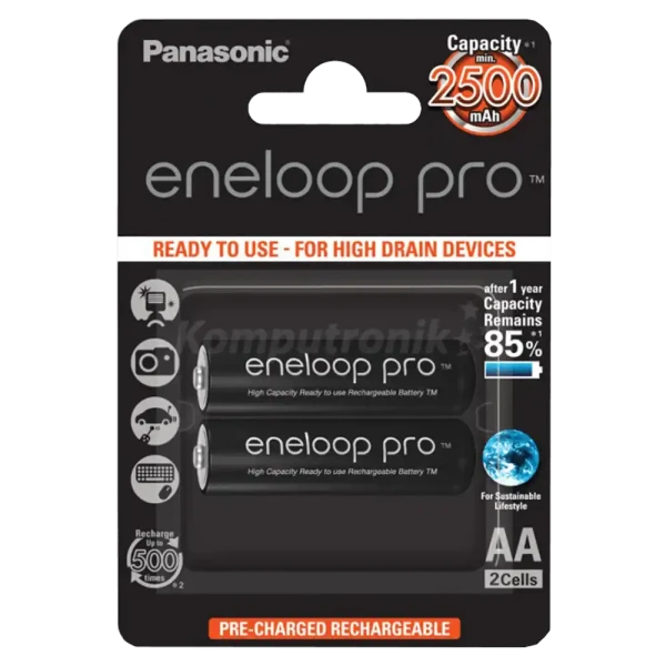 Punjiva baterija AA Panasonic eneloop pro BK-3HCDE2BEpak 2 kom