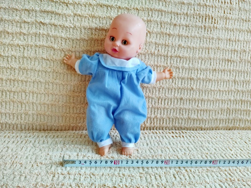 Beba ćelava lutka od platna i gume - 33 cm