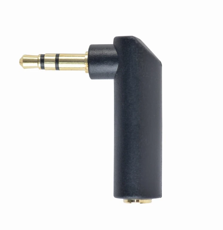 Gembird (A-3.5M-3.5FL) adapter 3.5mm (muški) na 3.5mm (muški) ugaoni 90 stepeni crni