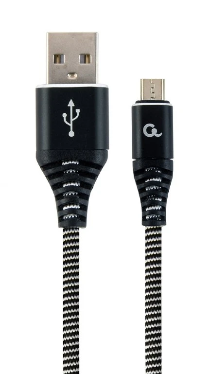 Gembird (CC-USB2B-AMmBM-2M-BW) kabl USB A (muški) na micro USB (muški) 2m crno-beli