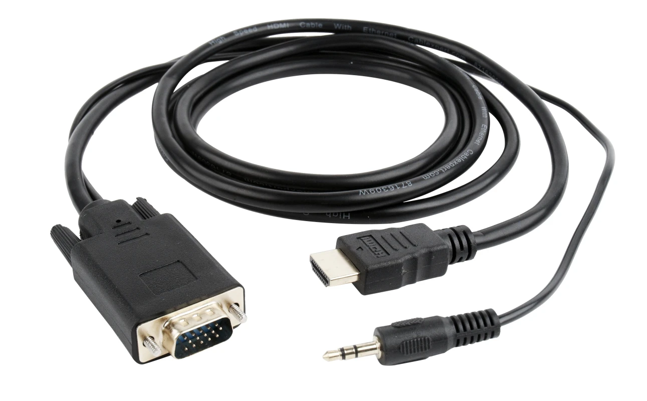 Gembird (A-HDMI-VGA-03-10) kabl HDMI (muški) na VGA (muški) + 3.5mm (muški) 3m crni