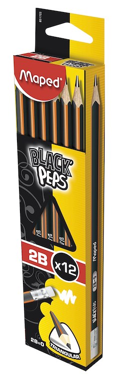 Drvena olovka sa gumicom 2B Black Pep's Maped 1/12