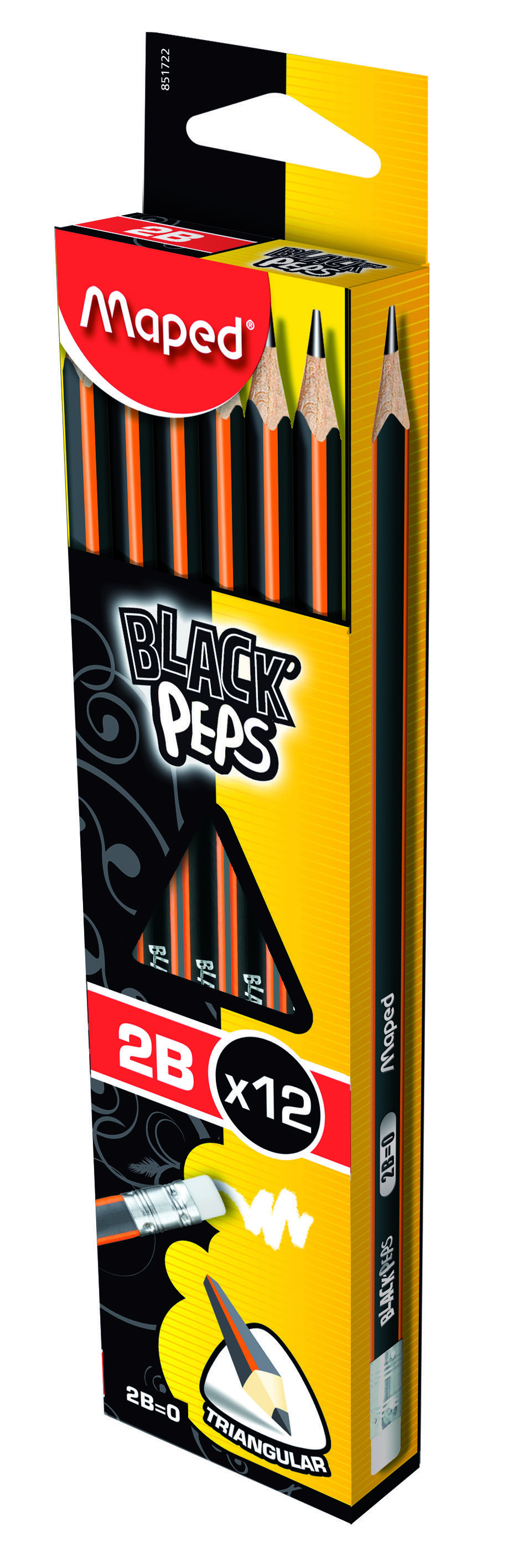 Drvena olovka sa gumicom 2B Black Pep's Maped 1/12
