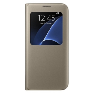 Samsung maska sa preklopom i prozorom S7edge zlatna