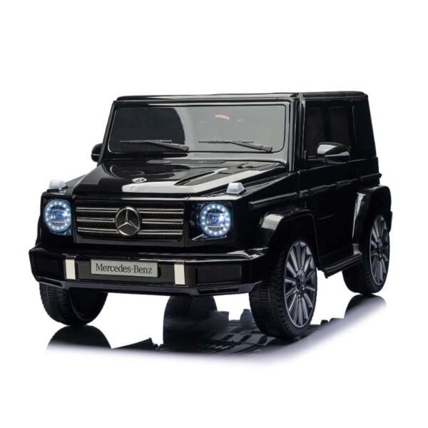 Dečiji auto Mercedes Benz G500 na akumulator sa mekim gumama i kožnim sedištem – metalik crni, model 289-1