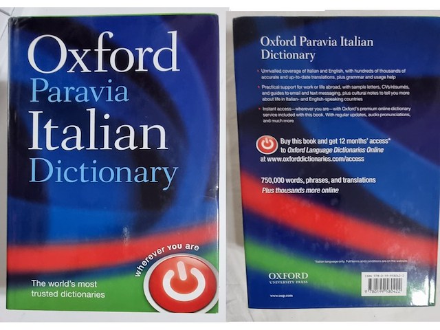 Oxford Paravia dvojezični rečnik ENGLESKI - ITALIJANSKI