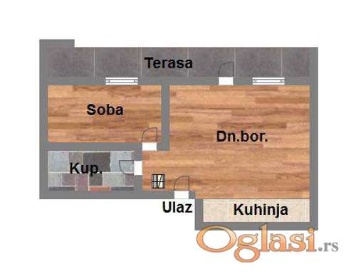 Dvosoban - 44m2 - Adice!