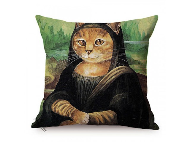 Dekorativni jastuk Mona Liza mačka  - NOVO