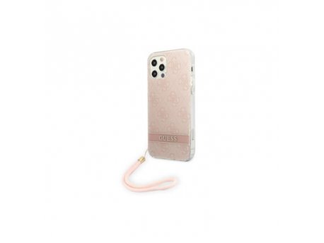 GUESS FUTROLA ZA IPHONE 12/12 PRO PINK PRINT 4G CORD