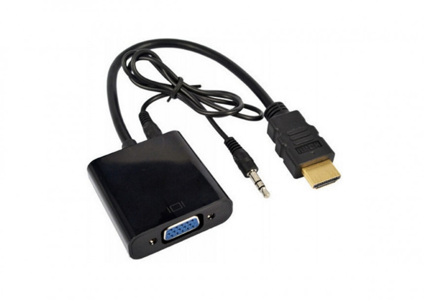 Adapter HDMI (M) - VGA D-sub (F) + Audio kabl 3.5mm (M/M) crni
