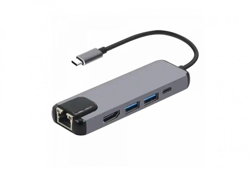 Adapter konverter Tip C - HDMI/2xUSB 3.0/Tip C/RJ45 Linkom