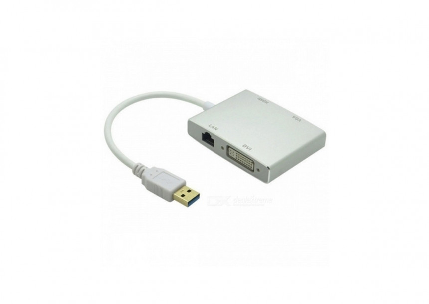 Adapter-konvertor USB 3.0 na HDMI + VGA+DVI + RJ45