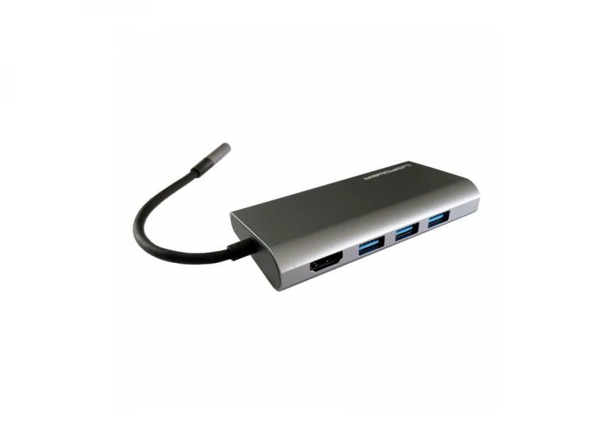 USB LC Power LC-HUB-C-MULTI-5 USB Type C HUB card reader, charging, RJ45, HDMI anthracite/black