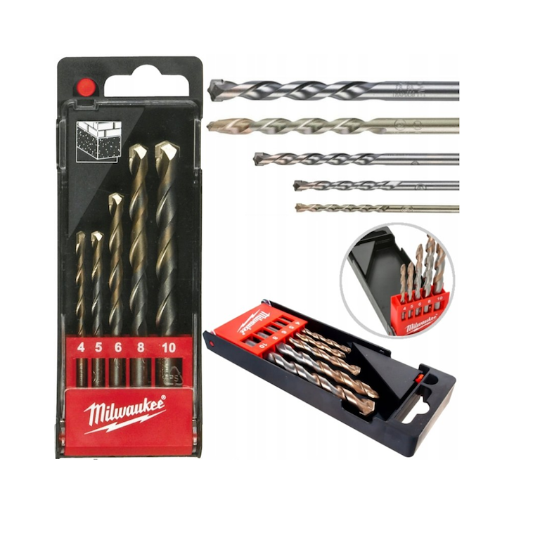 Milwaukee Set burgija za beton, cilindrična drška, 2-rezna, 4 – 10 mm, 4932352333