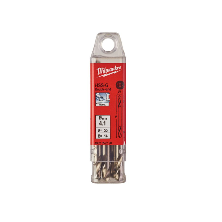 Milwaukee Set burgija za metal, dvostrana, HSS-G, 4,1 x 14/55 mm, 10 kom, 4932352228