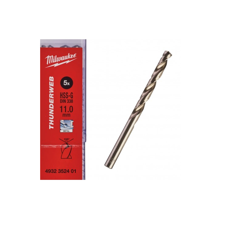 Milwaukee Set burgija za metal, HSS-G, 11 x 94/142 mm, Thunderweb, 5 kom, 4932352401