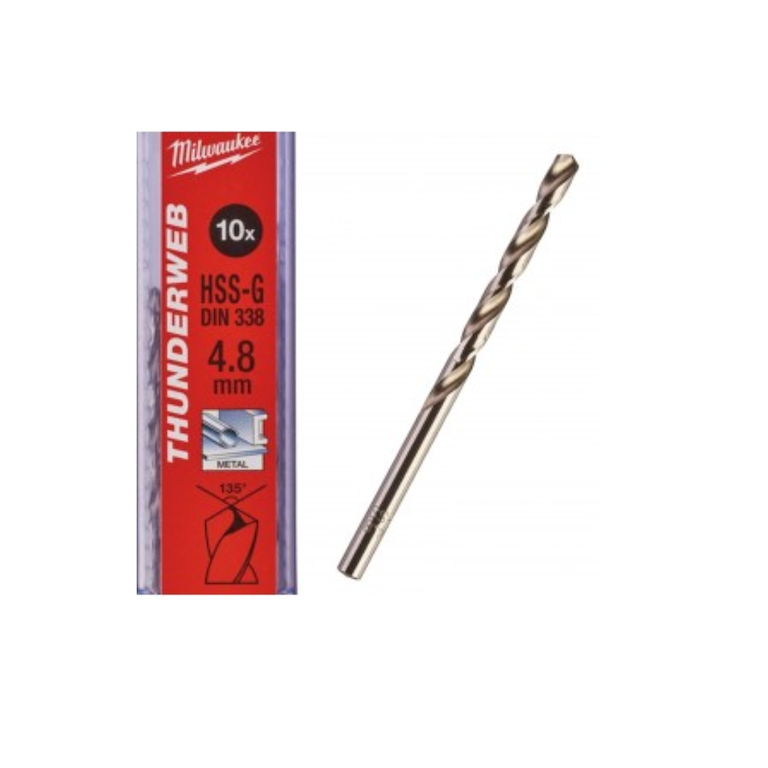 Milwaukee Set burgija za metal, HSS-G, 4,8 x 52/86 mm, Thunderweb, 10 kom, 4932352387