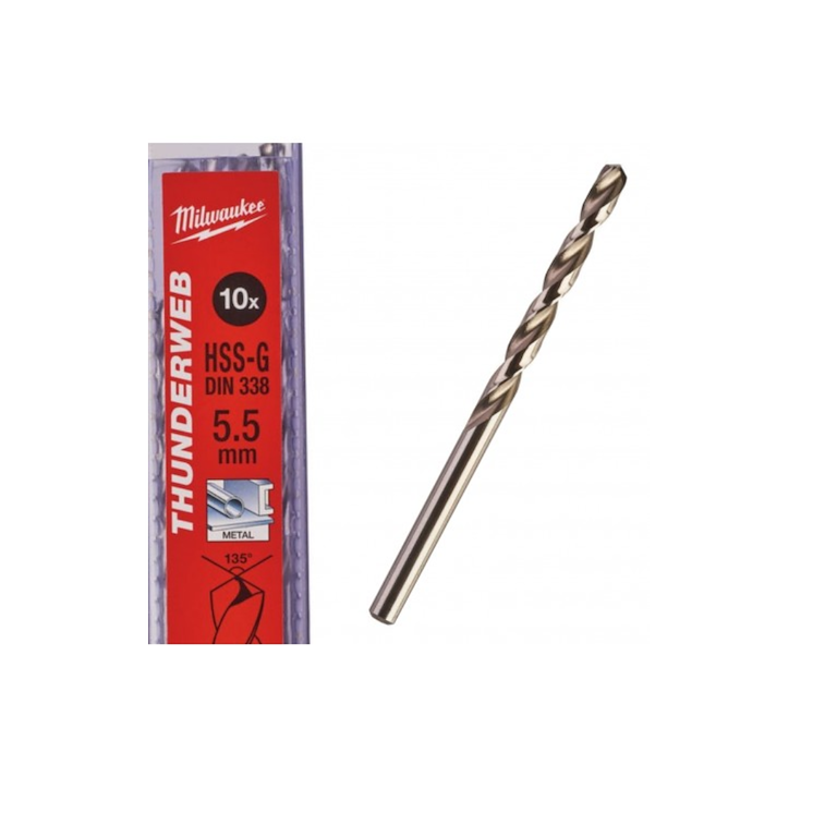 Milwaukee Set burgija za metal, HSS-G, 5,5 x 57/93 mm, Thunderweb, 10 kom, 4932352389