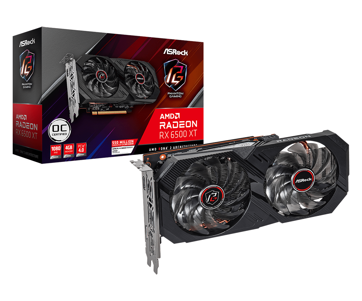 ASROCK AMD Radeon RX 6500 XT Phantom Gaming D OC 4GB