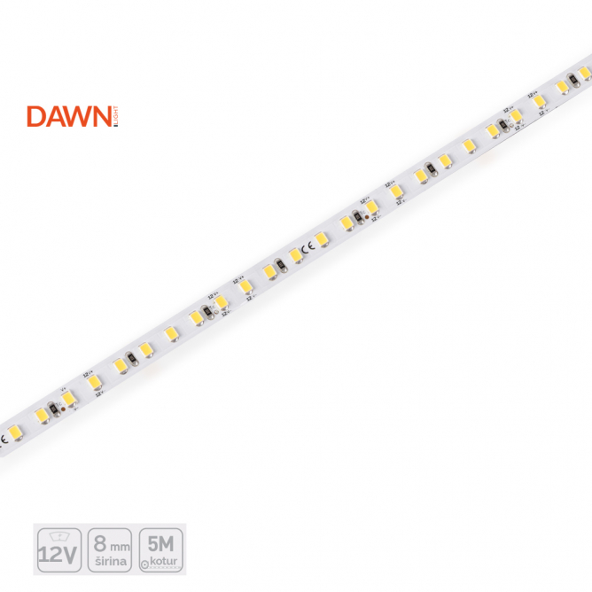 DAWN LED TRAKA 12V 12W/M 3000K IP20 (HL 2835-120-WW, 5m, 8mm)