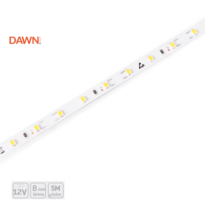 DAWN LED TRAKA 12V 7.2W/M 6500K IP20 (HL 2835-60-W, 5m, 8mm)