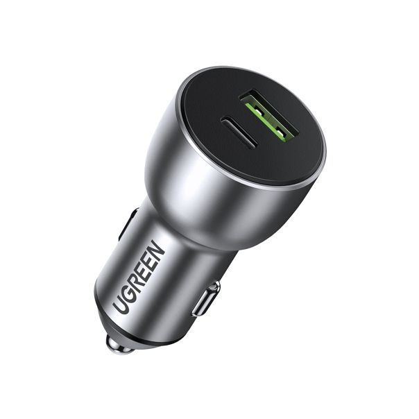 UGREEN Auto punjač, USB-A(22,5W) + USB Type C(30W), CD213, siva