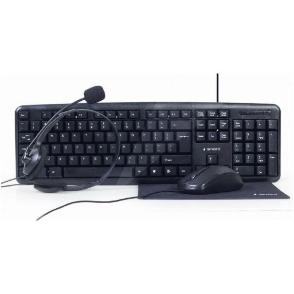 GEMBIRD KBS-UO4-01 4-in-1 office set, tastatura, slusalice, mis i podloga