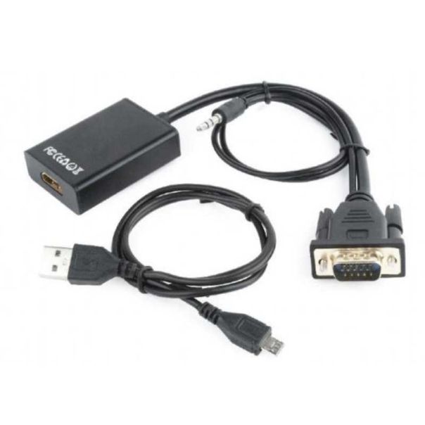 GEMBIRD A-VGA-HDMI-01 VGA to HDMI and audio cable, single port, black WITH AUDIO