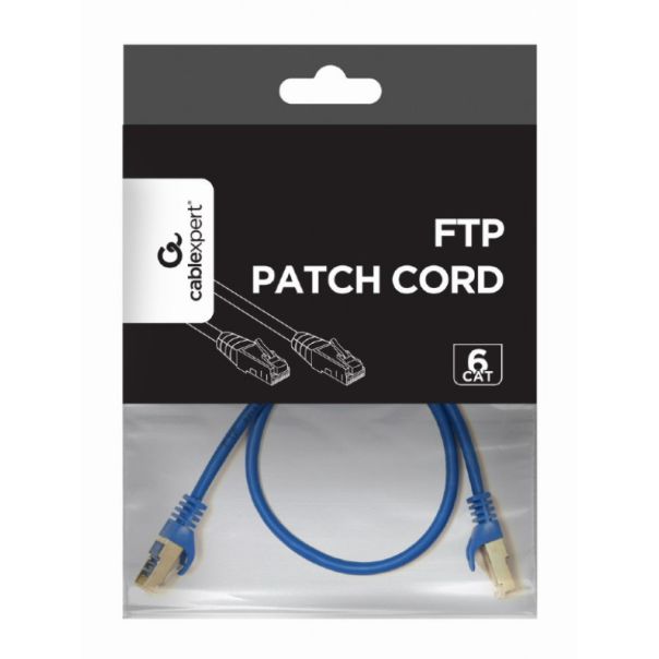 GEMBIRD PP6-0.5M/B Mrezni kabl, CAT6 FTP Patch cord 0.5m blue