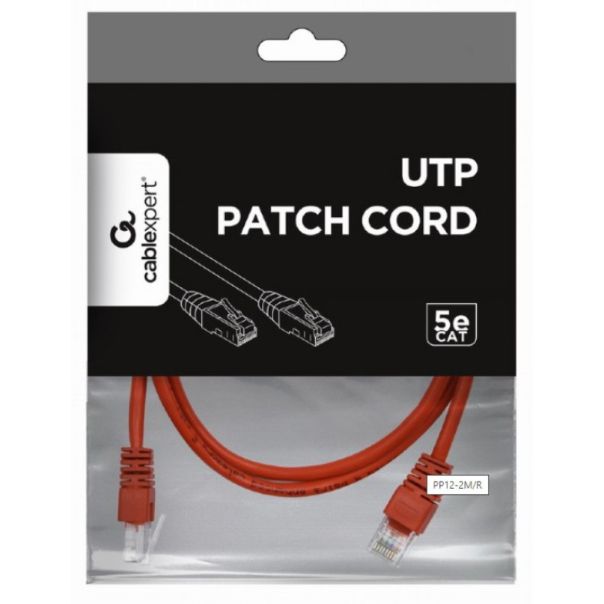 GEMBIRD PP12-2M/R Mrezni kabl, CAT5e UTP Patch cord 2m red