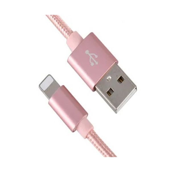 XWAVE Kabl USB Iphone 3A ALU, 2m, pleteni, roze/zlatna