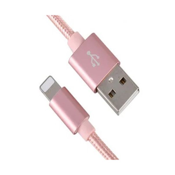XWAVE Kabl USB Iphone 3A ALU, 1.2m, pleteni, roze/zlatna