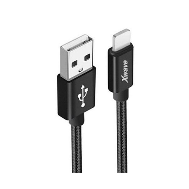 XWAVE Kabl USB Iphone 3A ALU, 1.2m, pleteni, crna