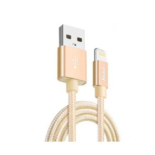 XWAVE Kabl USB Iphone 3A ALU, 1.2m, pleteni, zlatna