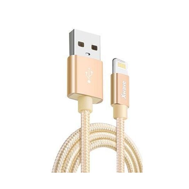 XWAVE Kabl USB Iphone 3A ALU, 2m, pleteni, zlatna