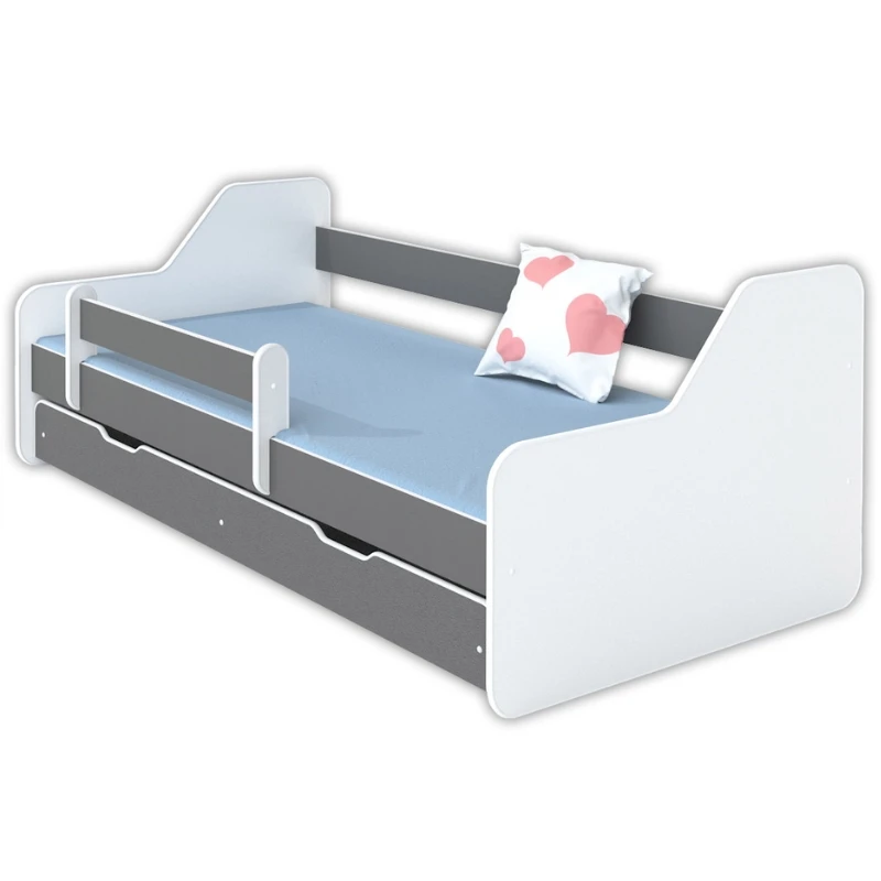 Krevet za decu sa fiokom Dione Sivi, 180x80