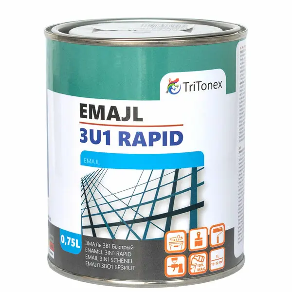 TRITONEX Emajl za metal 3u1 0.75 l crni