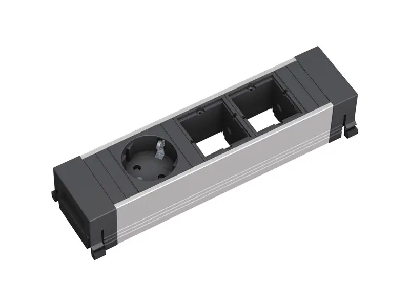 BACHMANN Napojni modul Power Frame 1xšuko + 2xprazan slot srebrno-crni