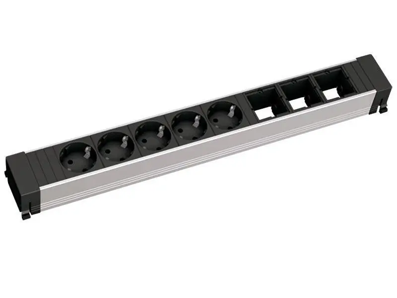 BACHMANN Napojni modul 5xšuko + 3xprazan slot crno-beli