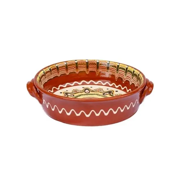 ETNO KERAMIKA Tava 25cm okrugla svetla etno keramika