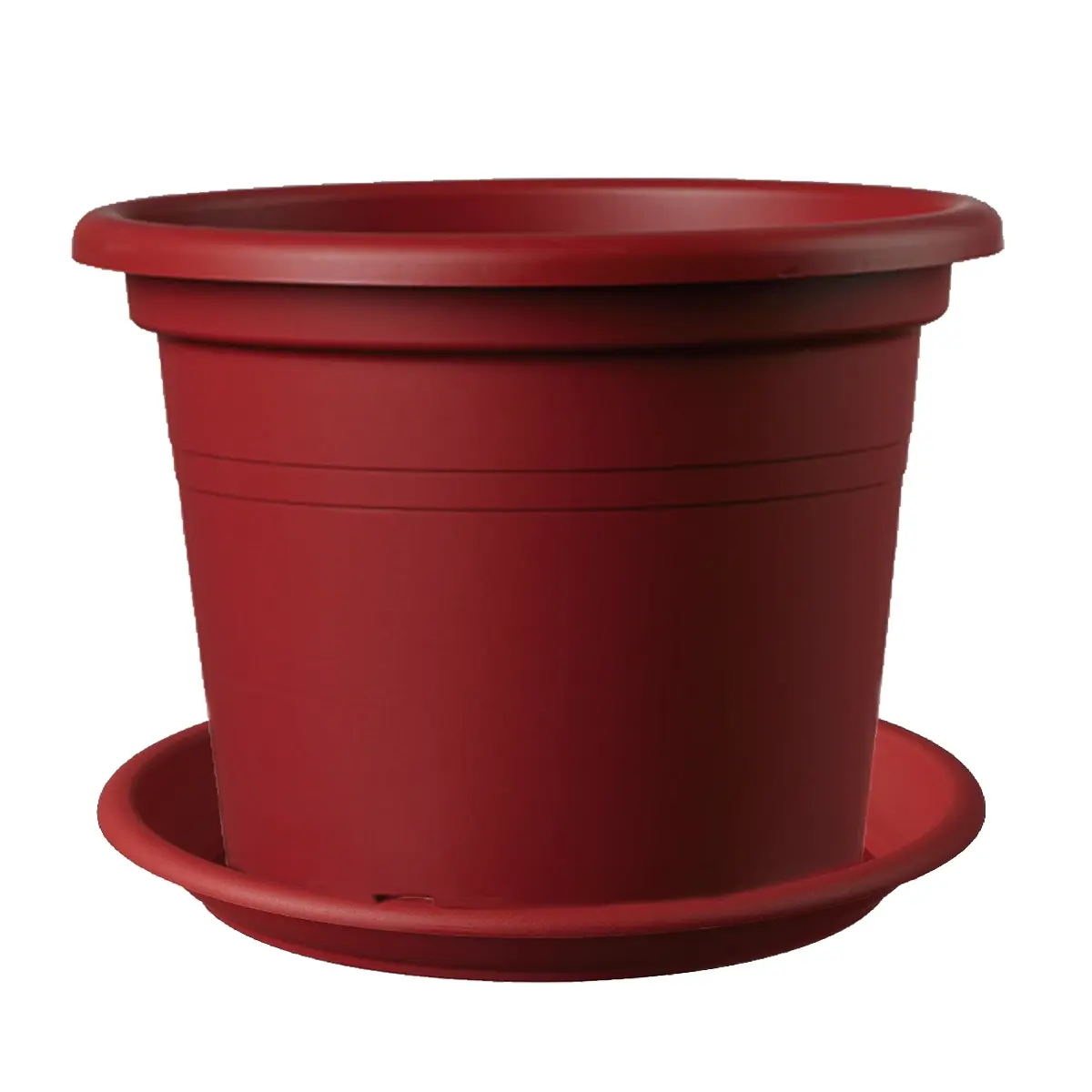 DEROMA Set od 3 plastične saksije cilindro 40cm crvena sa podmetačima od 35cm