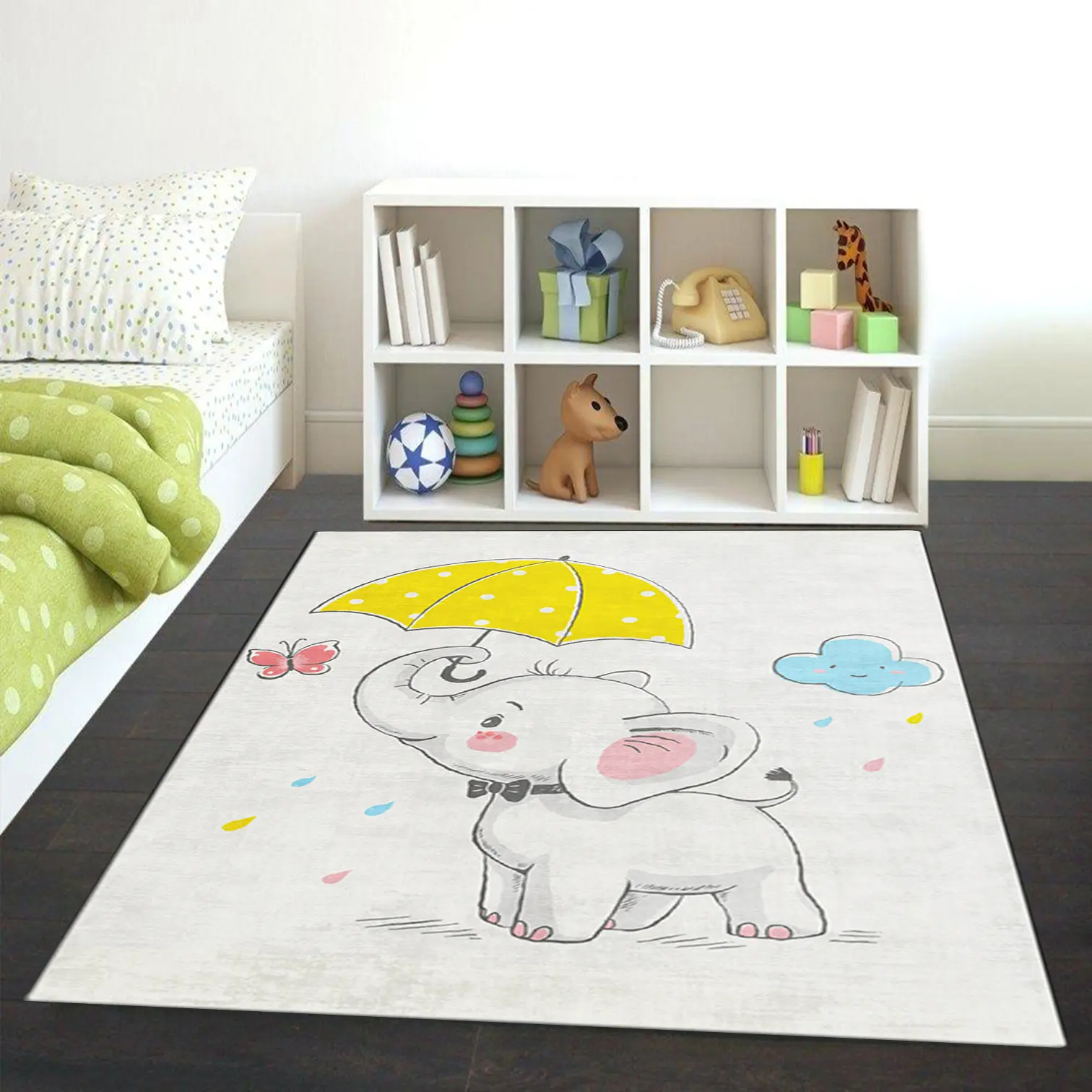 MEY HOME Tepih za dečiju sobu sa slončićem 3D CSBC-72 beli