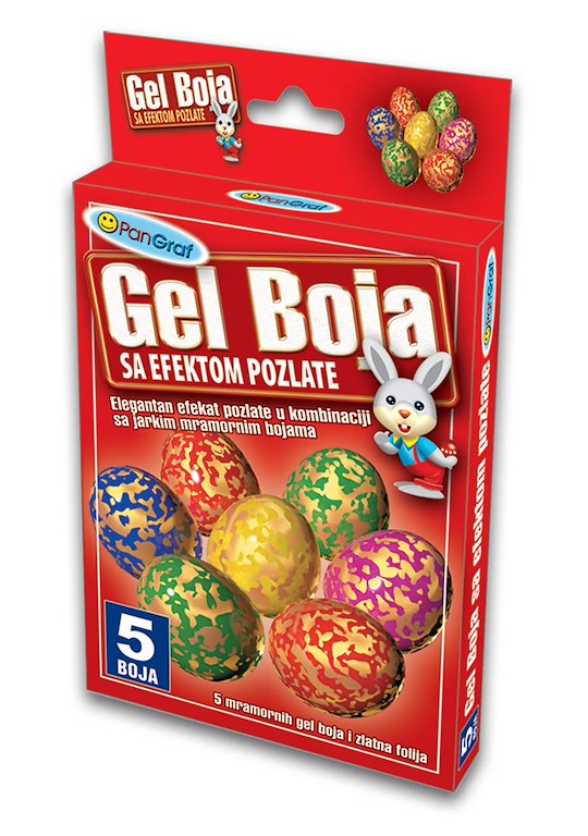 Set gel boja za uskršnja jaja sa efektom pozlate 5/1 + zlatna folija + rukavice