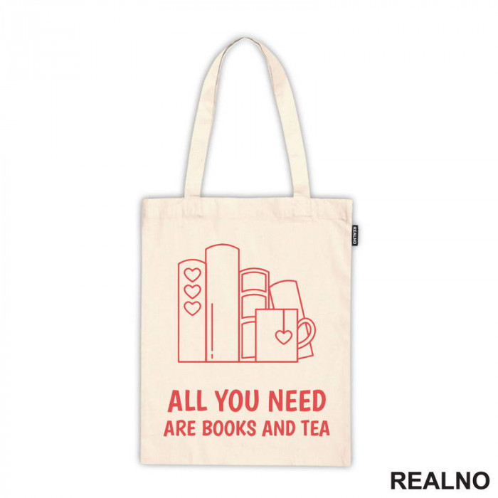 ALL YOU NEED ARE BOOKS AND TEA - RED - BOOKS - ČITANJE - KNJIGE - CEGER