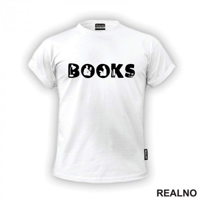 Books - Symbols - Books - Čitanje - Knjige - Majica